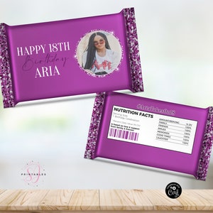 Kit Kat Candy Bar Wrappers, Purple on Purple Glitter ANY AGE Kit Kat ...