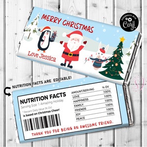 Christmas Hershey Candy Bar Wrapper Label, Editable Christmas Chocolate ...