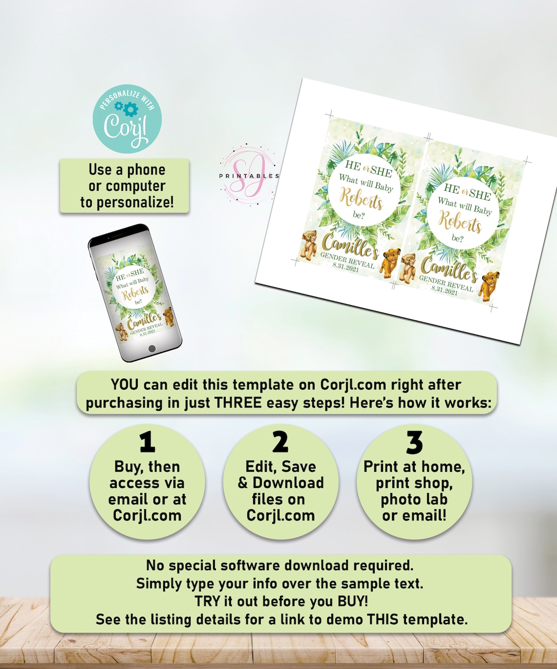 Simba and Nala Gender Reveal Baby Gift Bag Label Lion King | Etsy