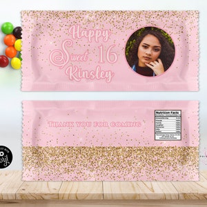 SKITTLES Candy Wrapper, ANY AGE Gold Glitter Birthday Skittles Wrapper ...