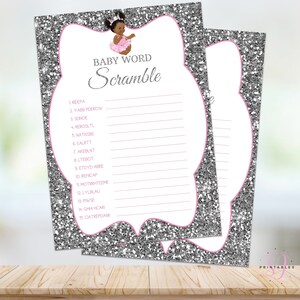 Baby Shower Word Scramble, Word Scramble Card Game, Princess Scramble ...