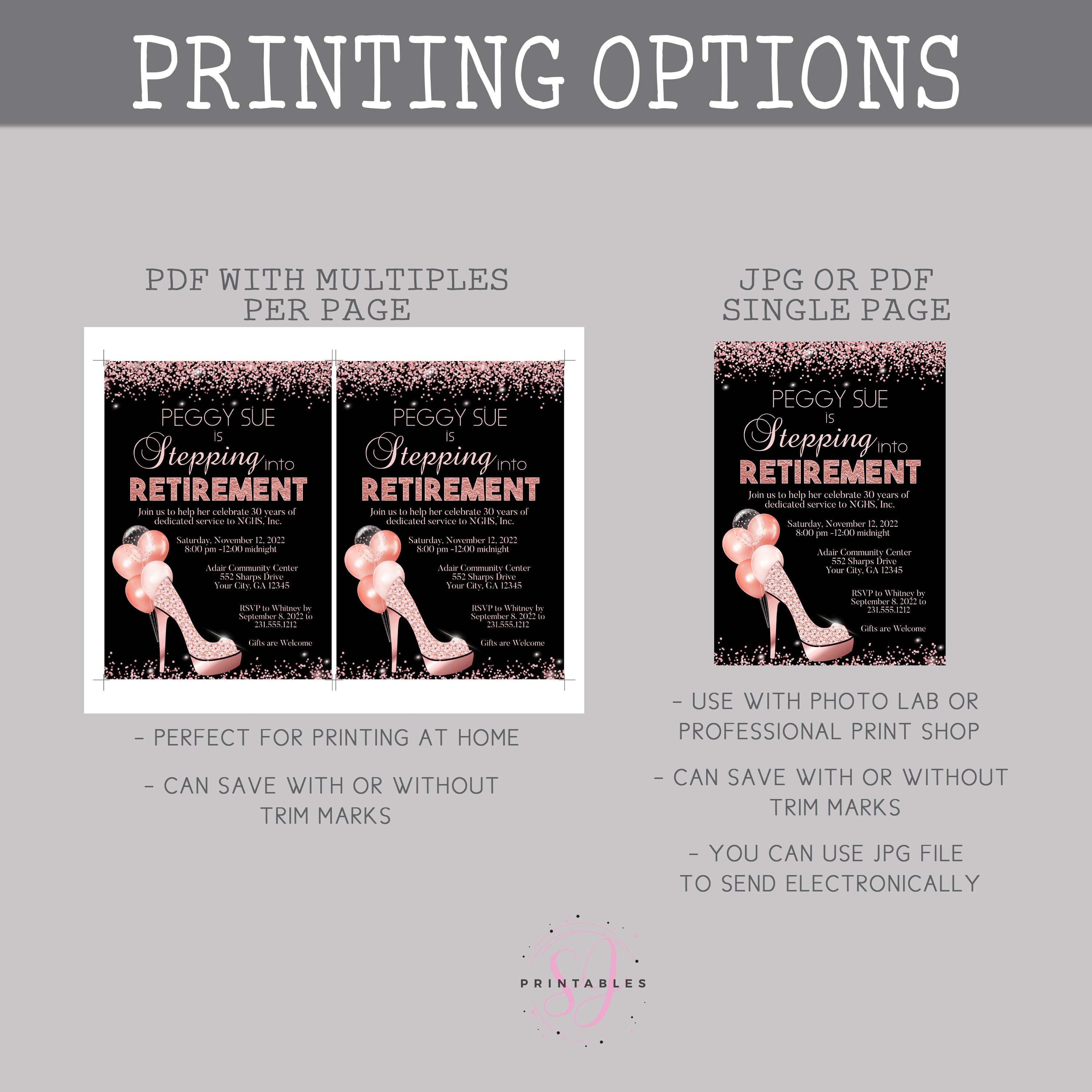 Rose Gold RETIREMENT Party Invitation Stepping Into - Etsy