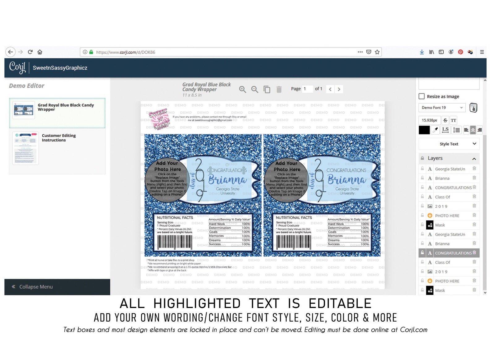 Graduation Candy Bar Wrapper Royal Blue Chocolate Wrappers - Etsy