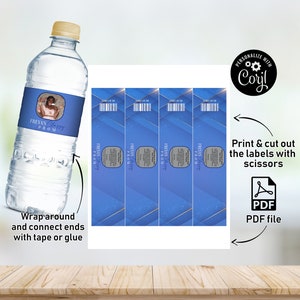 Blue and Gold PROM Send off Water Bottle Labels, Classy Prom, Dance ...