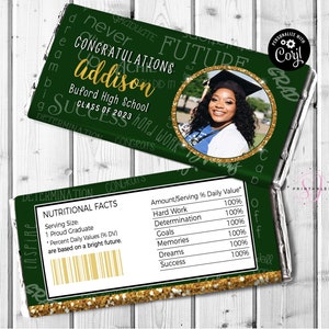 Congratulations Grad Candy Bar Wrapper, Gold Glitter and ANY Color ...