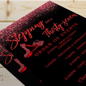 Stepping Into ANY AGE Red Glitter and Any Color Birthday Order of ...