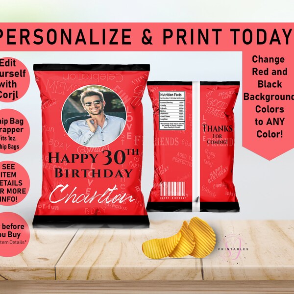 Adult Birthday Chip Bag - Etsy