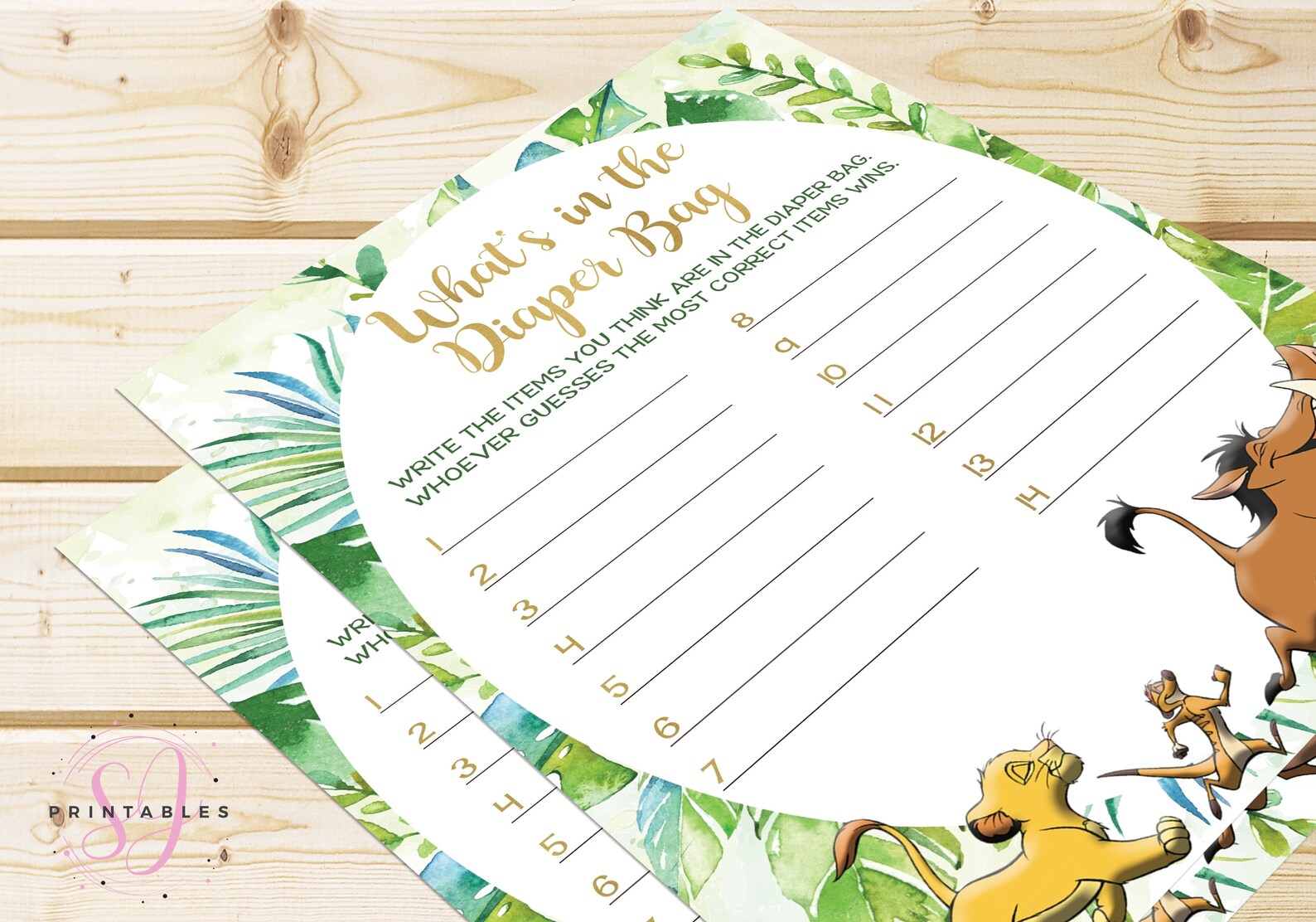 Lion King Baby Shower What's in the DIAPER BAG GAME, Lion King Diaper ...