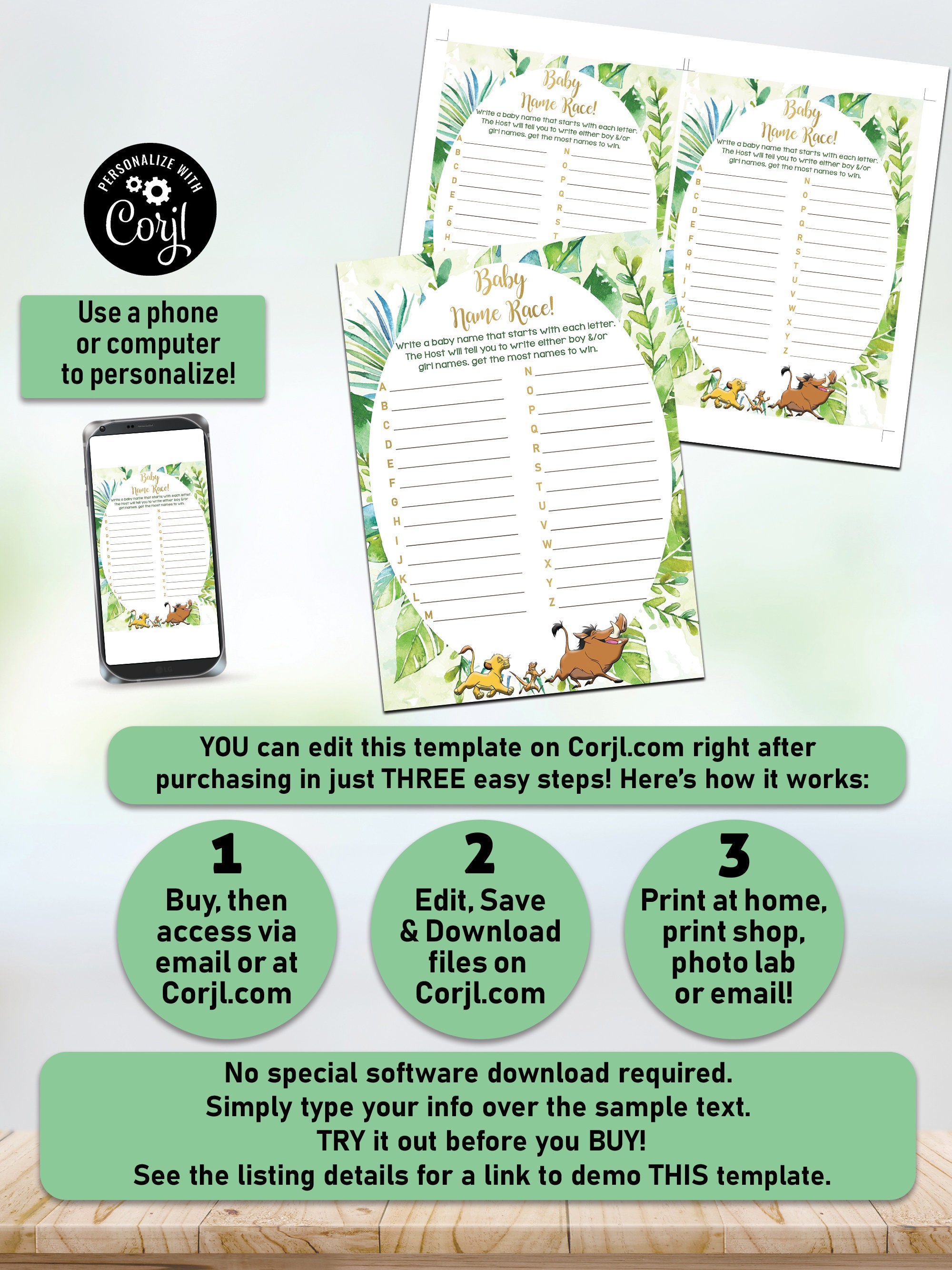 Lion King Baby Name Race Simba Baby Name Game Lion King - Etsy