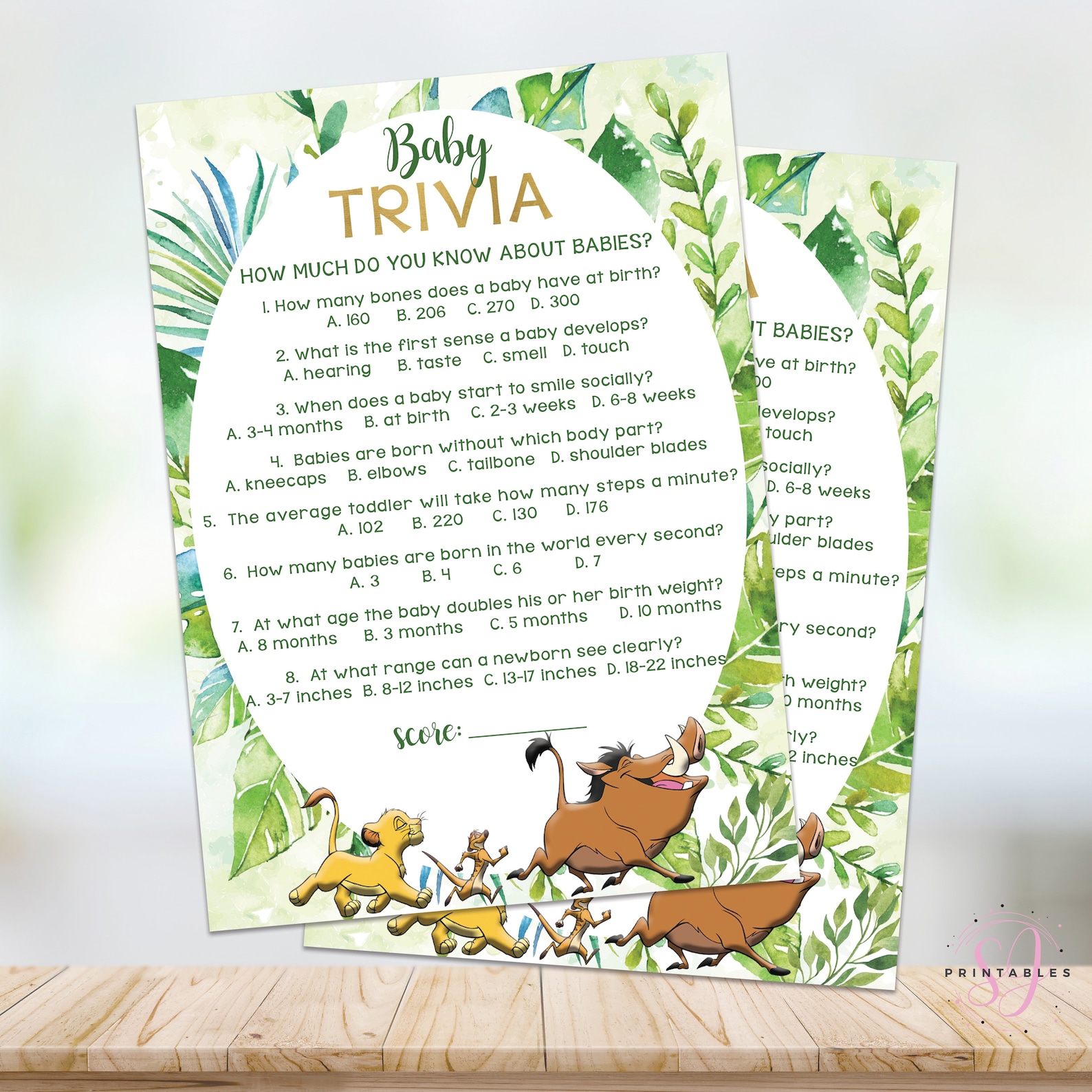 Lion King Baby Trivia Game, Baby Trivia Game Card, Lion King Baby ...