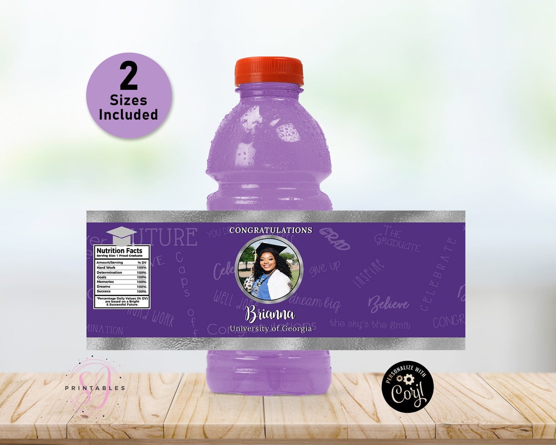 SILVER and ANY COLOR Graduation Gatorade Labels 12oz 20oz - Etsy