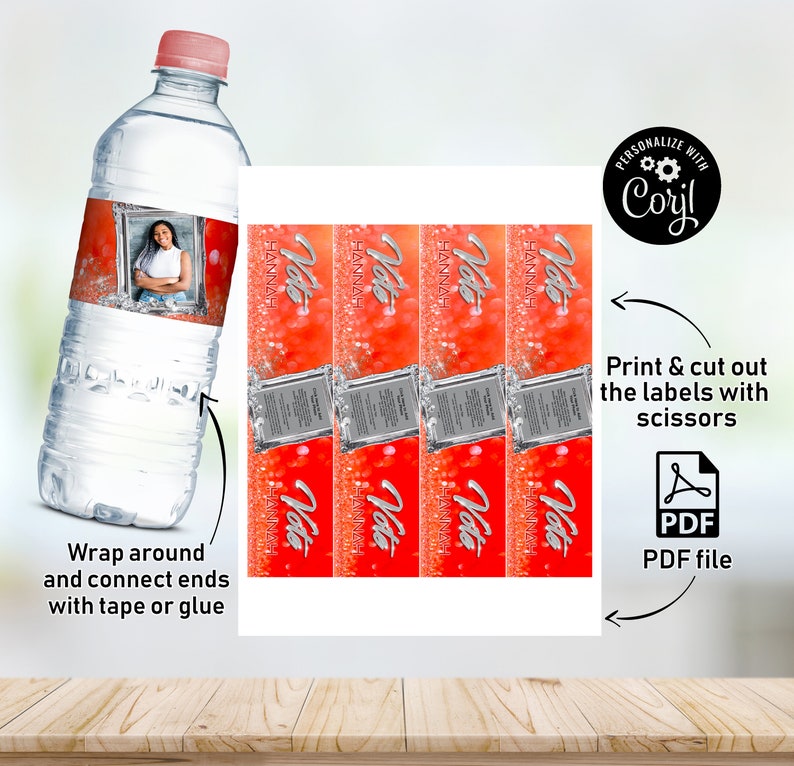 Red and Silver Homecoming Campaign Water Label, Homecoming Queen, Hoco ...