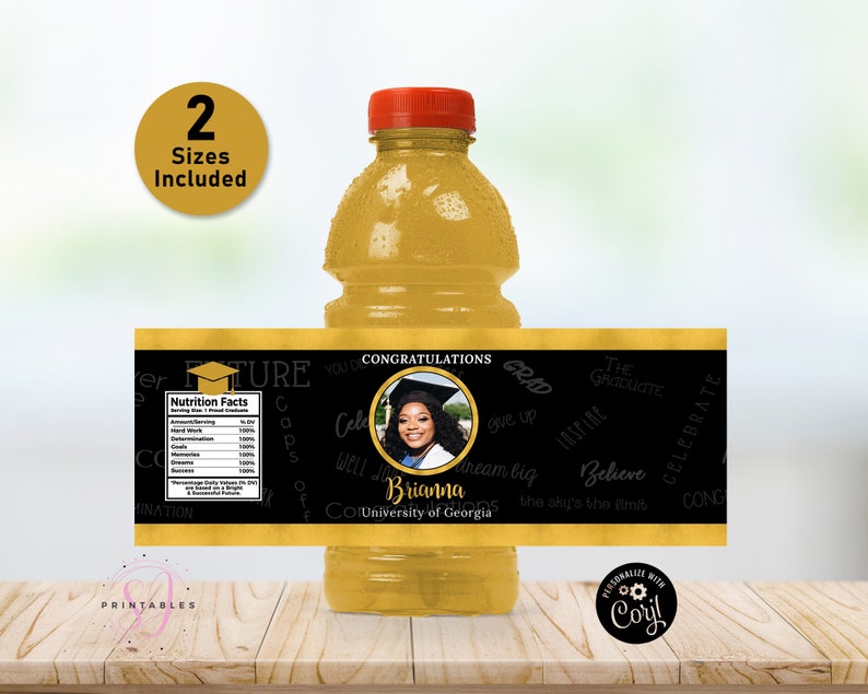 Gold and ANY COLOR Graduation Gatorade Labels 12oz 20oz - Etsy