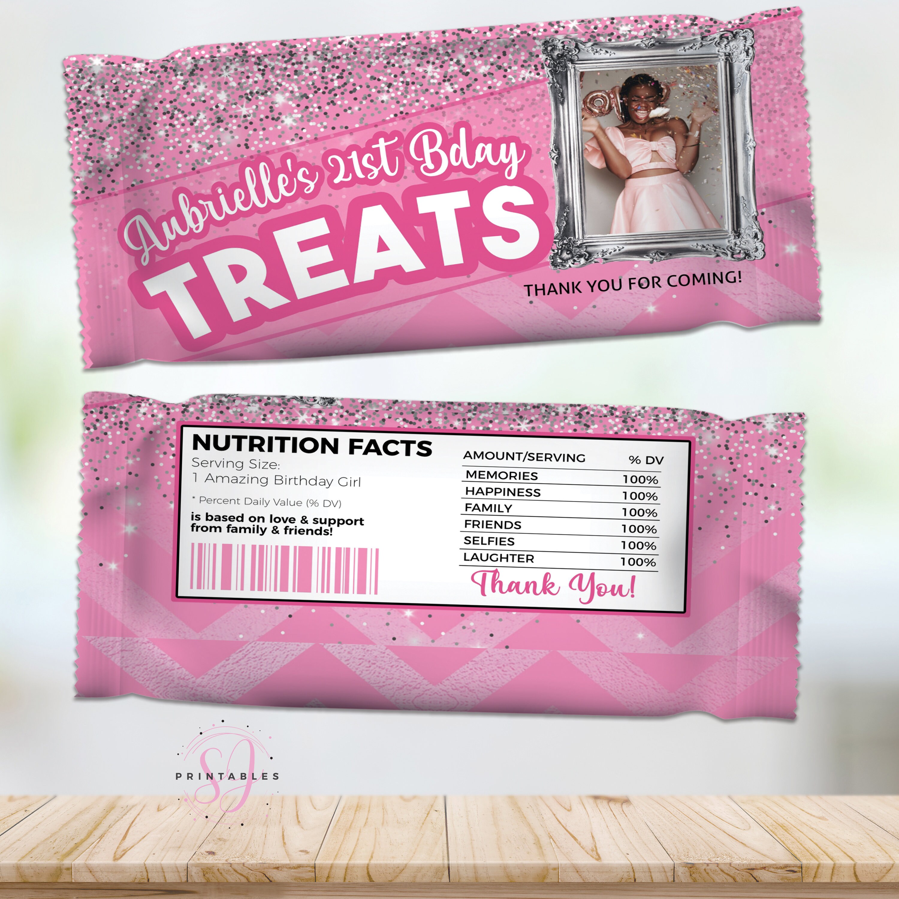 Rice Krispies TREAT Labels, Shimmery Silver Glitter and Pink ANY AGE ...