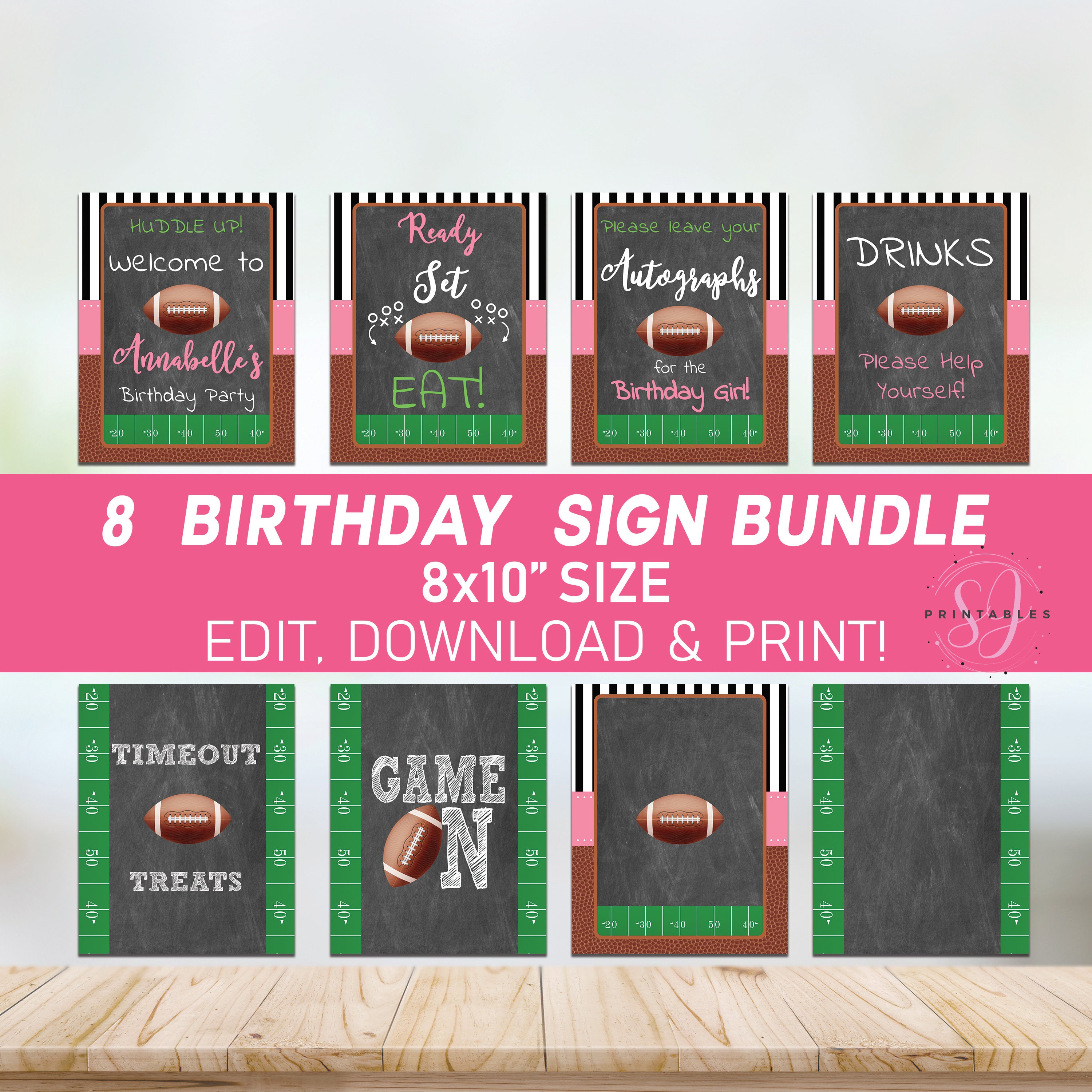 GIRL Football Sign Bundle Football Birthday Signs Football - Etsy