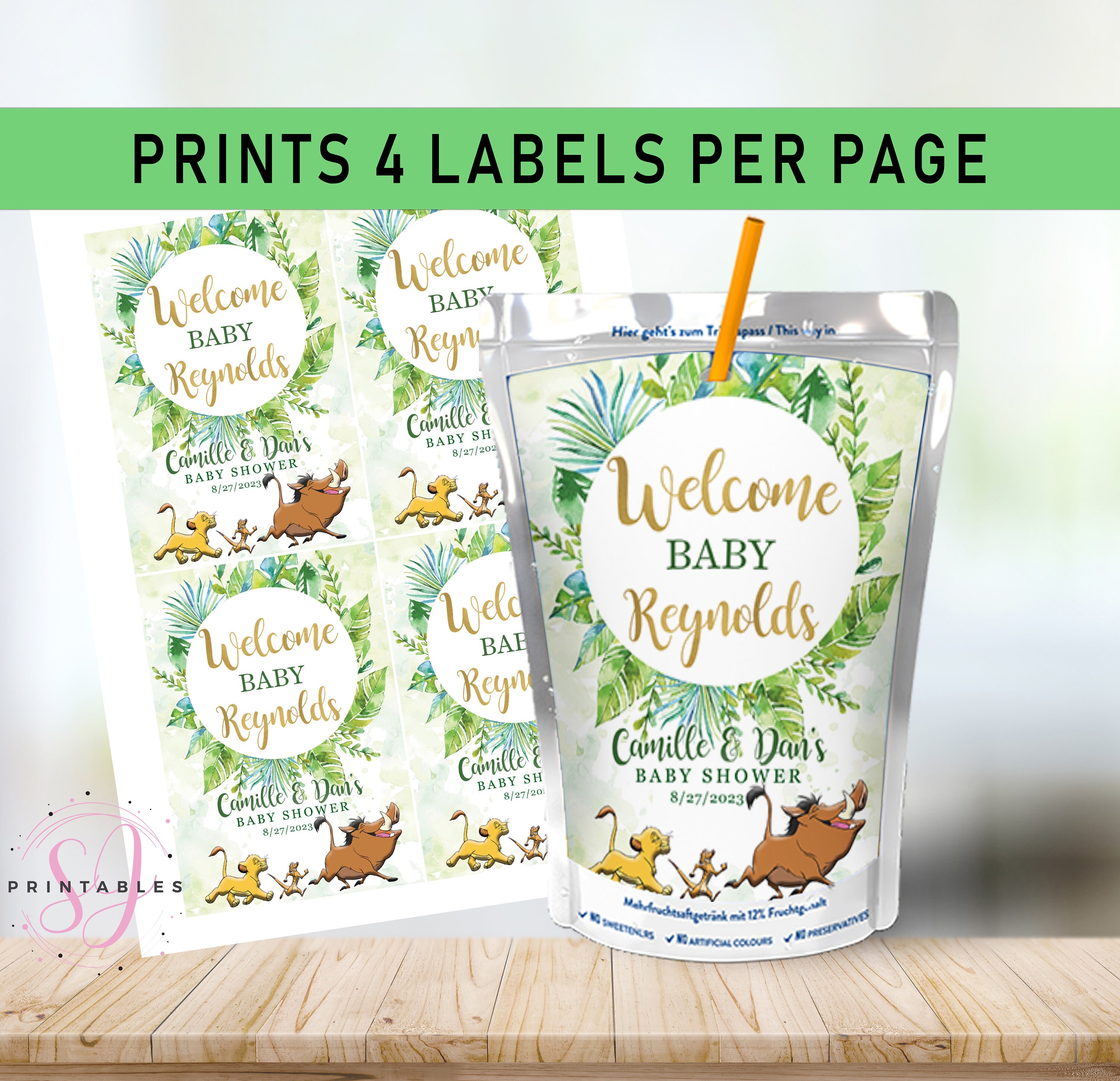 Lion King BABY SHOWER Juice Pouch Labels, Simba Juice Labels, Lion King ...
