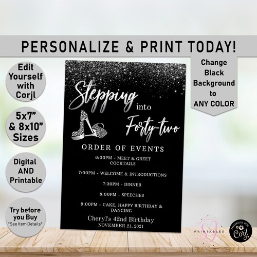 Stepping Into ANY AGE Rose Gold Birthday Order of Events - Etsy