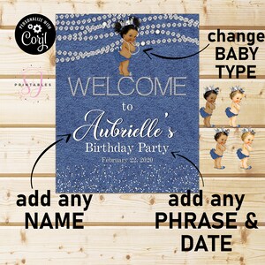 Denim & Diamonds Party Sign Bundle Printable, Birthday Signs, Baby ...