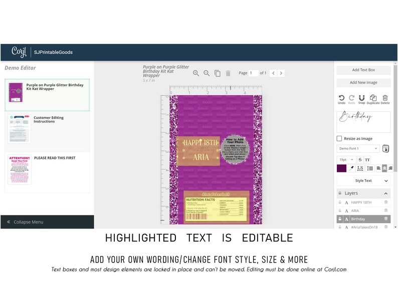 Kit Kat Candy Bar Wrappers Purple on Purple Glitter ANY AGE - Etsy