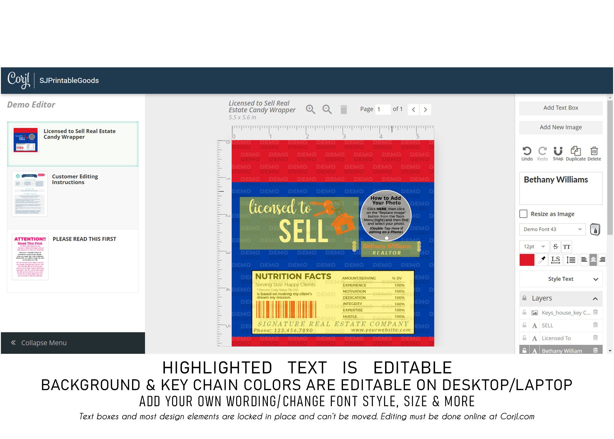 Realtor Hershey Candy Bar Wrapper, Real Estate Candy Label, Broker ...