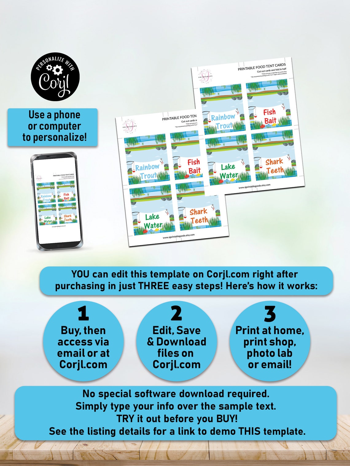 Ofishally One Birthday Food Labels, Fish Food Cards, Fishing, Buffet ...