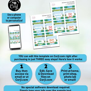 Ofishally One Birthday Food Labels, Fish Food Cards, Fishing, Buffet ...
