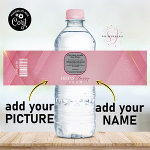 Pink and Gold PROM Send off Water Bottle Labels, Classy Prom, Dance ...