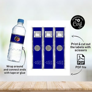 Pastoral Anniversary Silver and ANY COLOR EDITABLE Water Bottle Labels ...