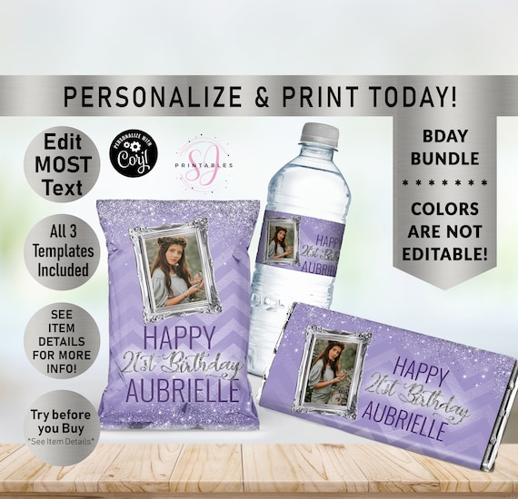 Purple Chevron Party Favor Ideas Cheer Cheerleader Purple Black