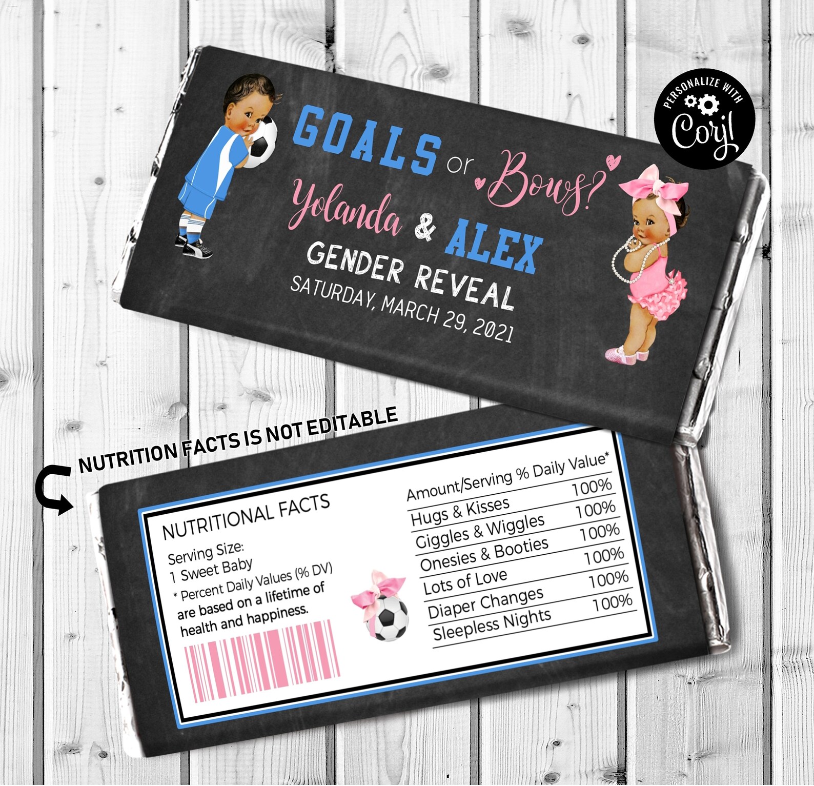 Goals or Bows Gender Reveal Baby Candy Bar Wrapper gender | Etsy