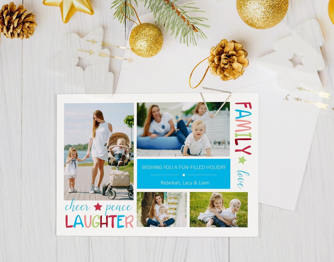 Bright Colors Family Photos Christmas Card Christmas Card - Etsy