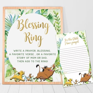 Lion King Baby Shower Blessing Ring Sign Card, Editable Blessing Ring ...