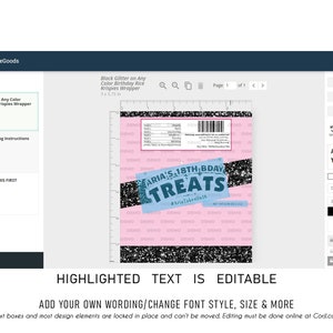 Rice Krispies TREAT Labels, Black Glitter and ANY Other Color ANY Age ...