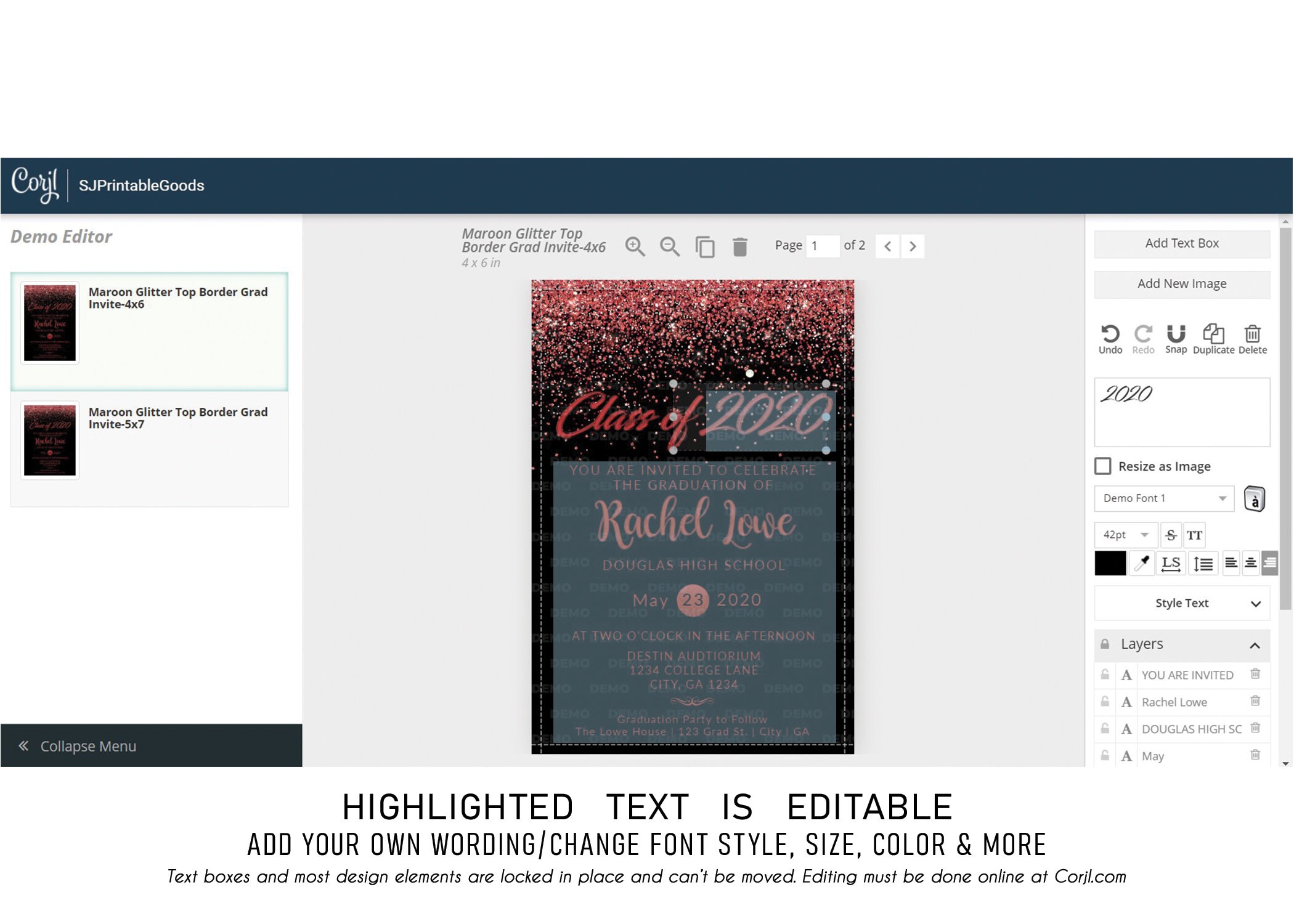 Graduation Party Invitation Elegant Invite Maroon Burgundy | Etsy