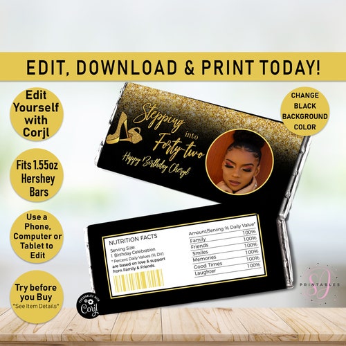 Birthday Gold Glitter and ANY COLOR Hershey Candy Bar - Etsy