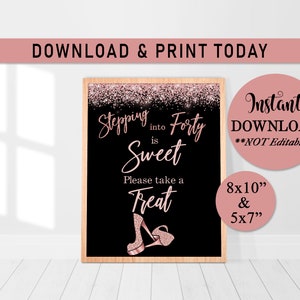 Stepping Into Forty Sweet Please Take a Treat Birthday Sign - Etsy