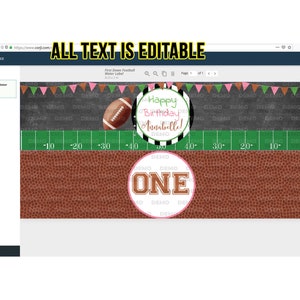 Girl Football EDITABLE Birthday Water Bottle Label, Birthday Girl ...