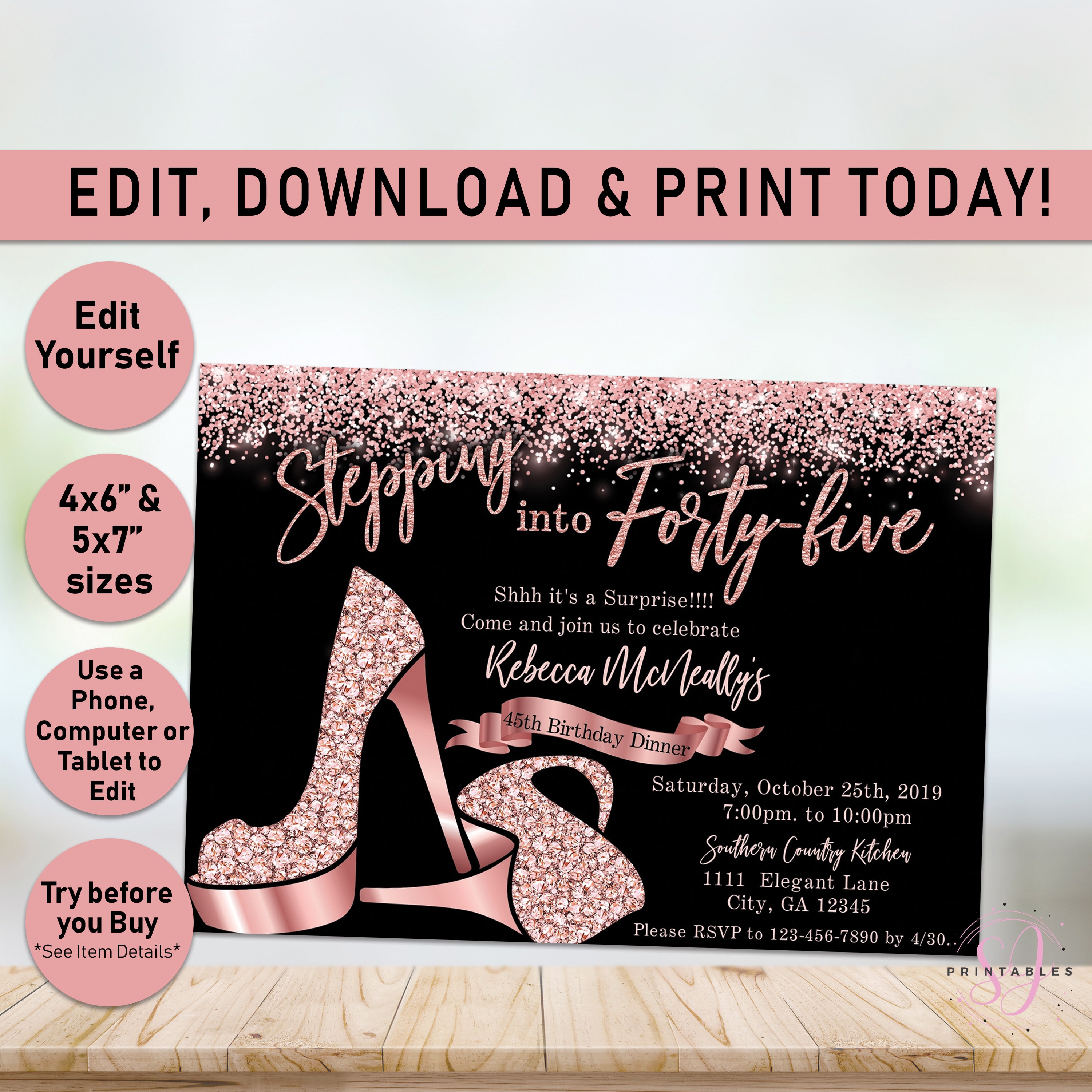 45th-rose-gold-birthday-invitation-adult-rose-stepping-into-etsy-espa-a
