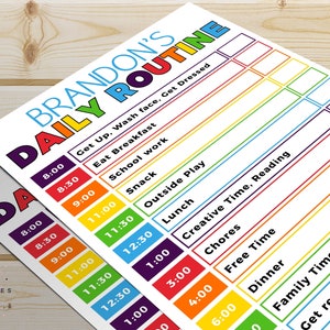 Daily Routine Schedule, Bright Color Printable Daily Routine ...