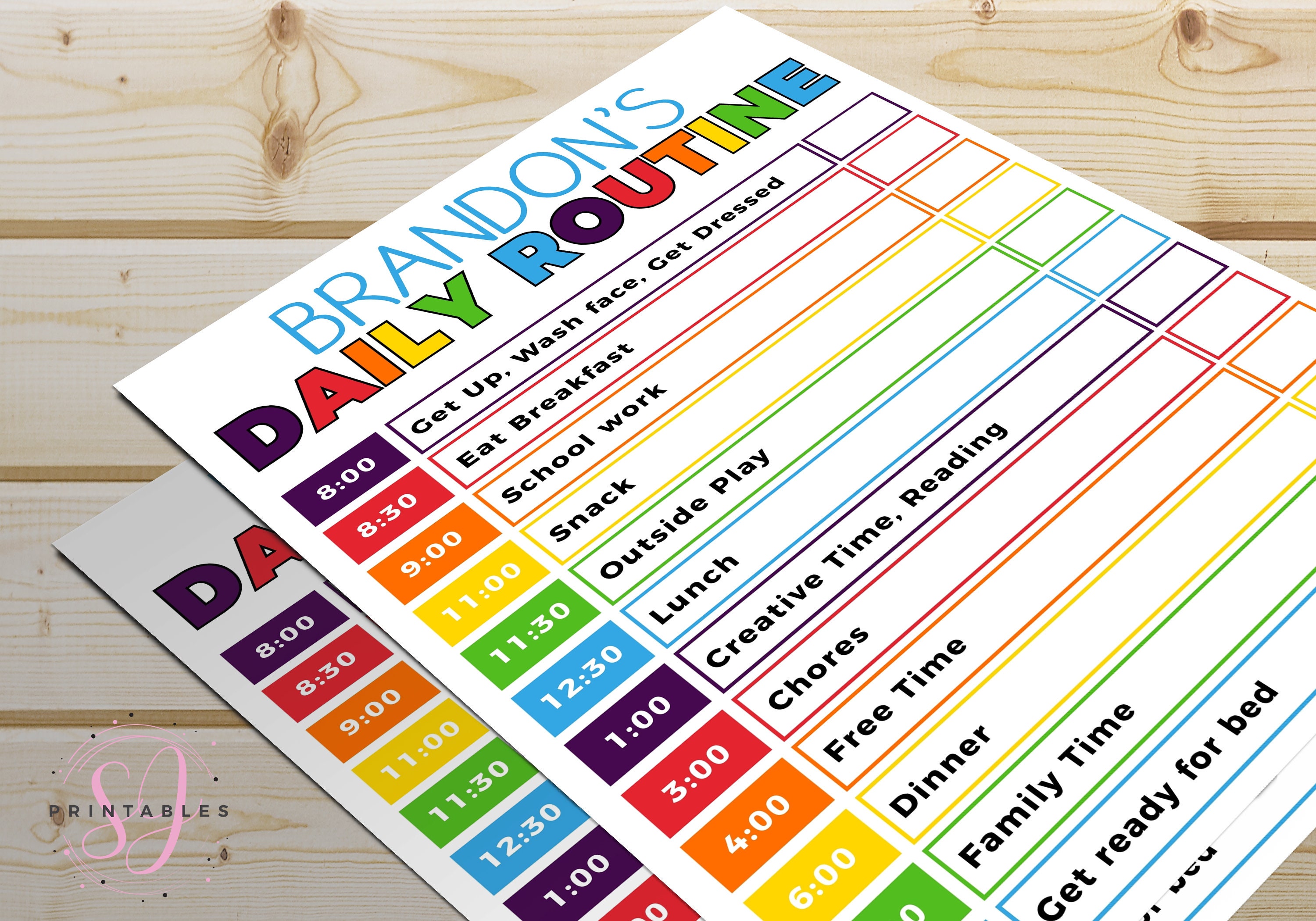 Daily Routine Schedule Bright Color Printable Daily Routine | Etsy