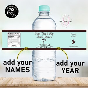 Pastoral Anniversary ANY Colors EDITABLE Water Bottle Labels, Water ...