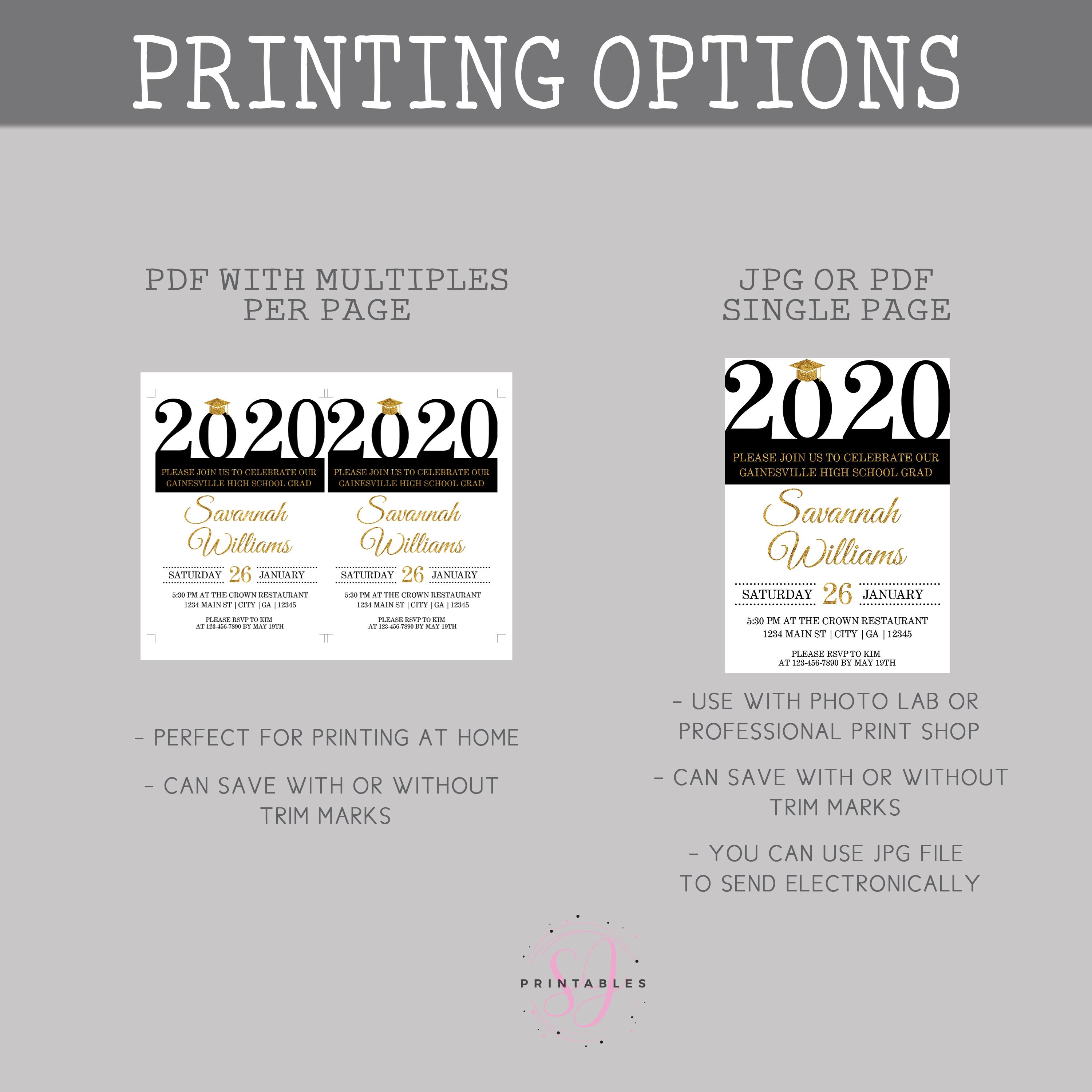 Printable Graduation Invitation Class of 2023 Instant - Etsy