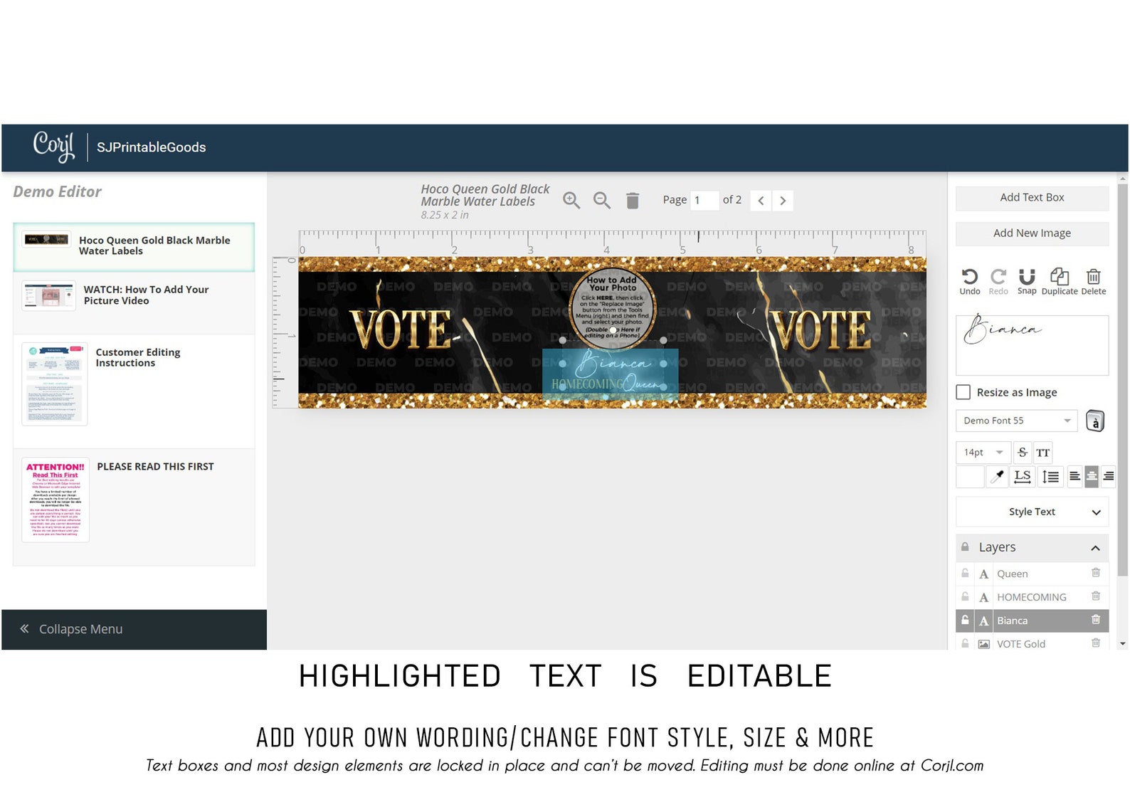 HOMECOMING, Vote Homecoming Queen, Gold Glitter and Black Marble Hoco ...