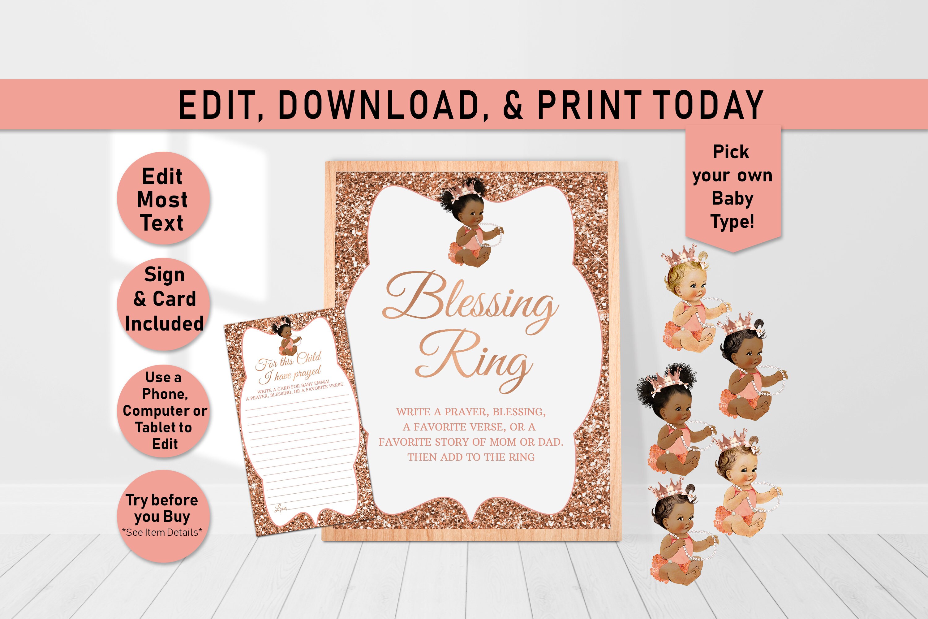 Rose Gold Princess Blessing Ring Sign And Cards blessing ring | Etsy