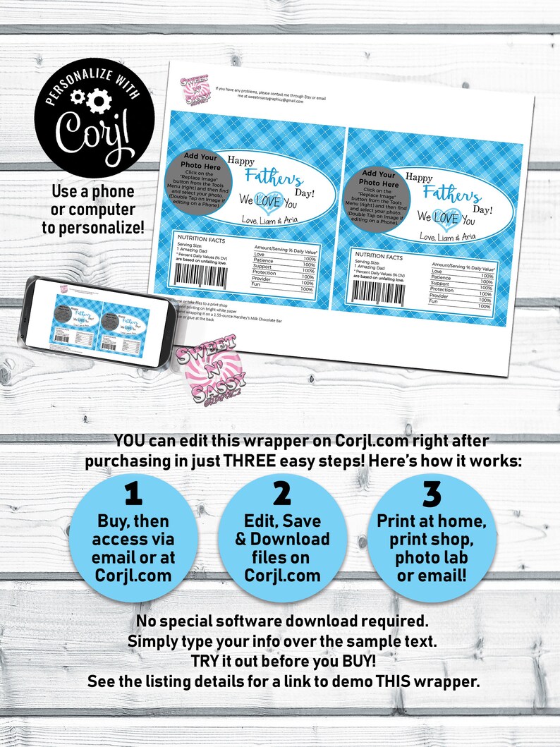 Happy FATHER'S DAY Candy Bar Wrappers Printable EDITABLE - Etsy