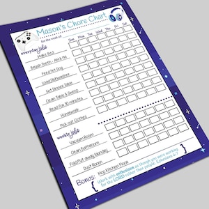 Printable Chore Chart, Gaming, Daily, Weekly, Bonus Job Chart, Kid ...
