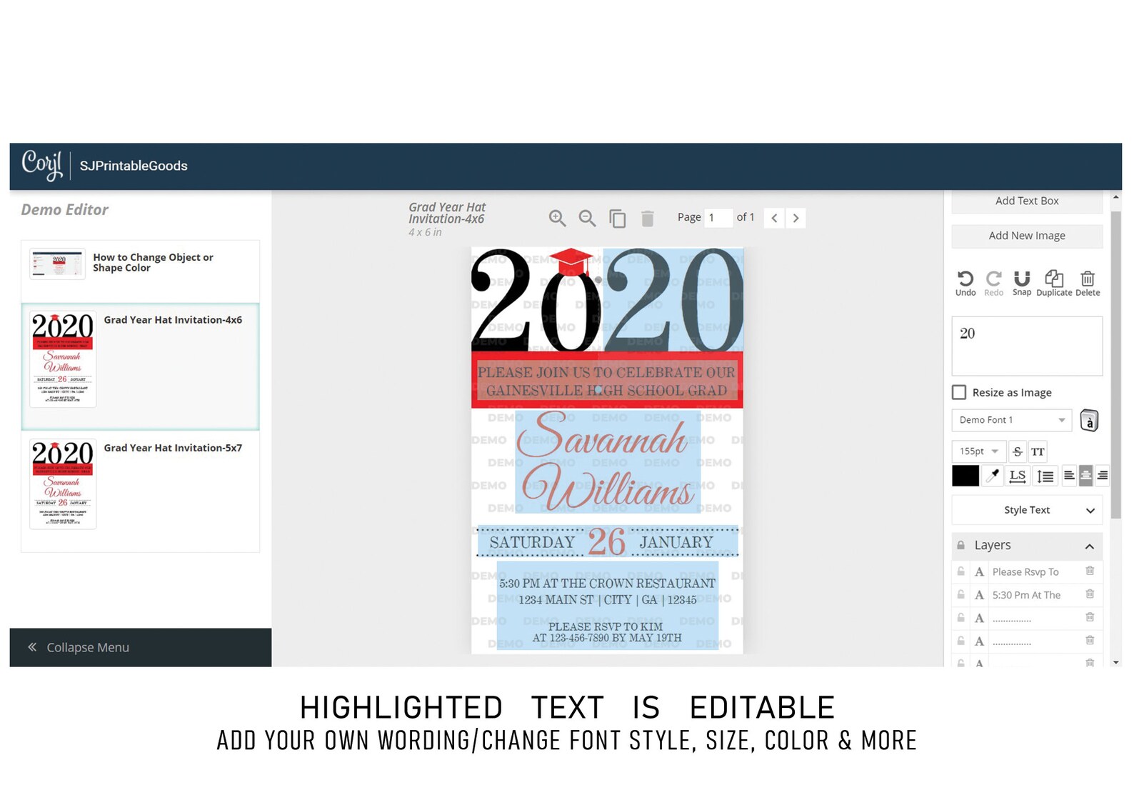 Printable Graduation Invitation Class of 2020 2020 Instant | Etsy