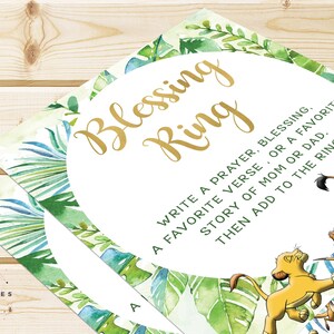 Lion King Baby Shower Blessing Ring Sign Card, Editable Blessing Ring ...
