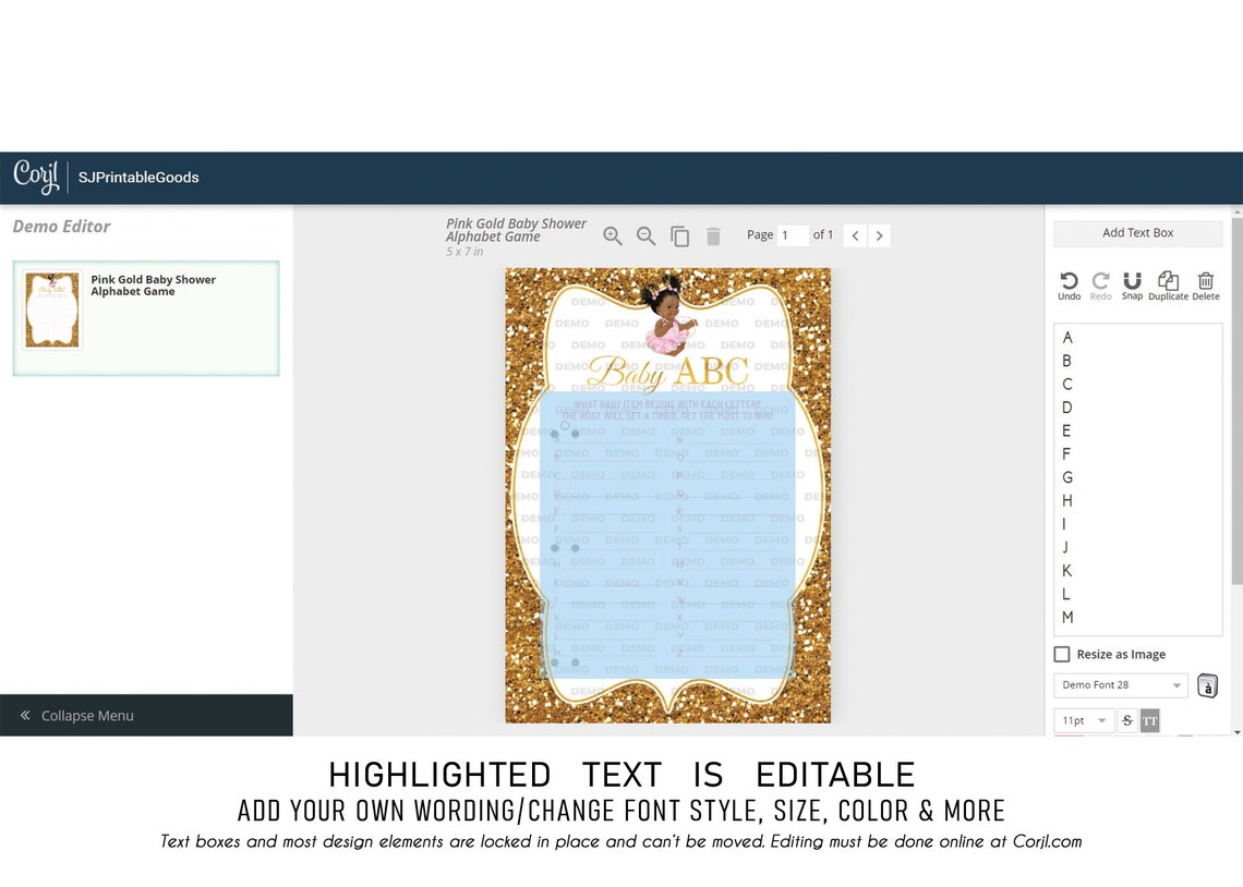 BABY ABC GAME Baby Items Game Alphabet Game a to Z Item - Etsy