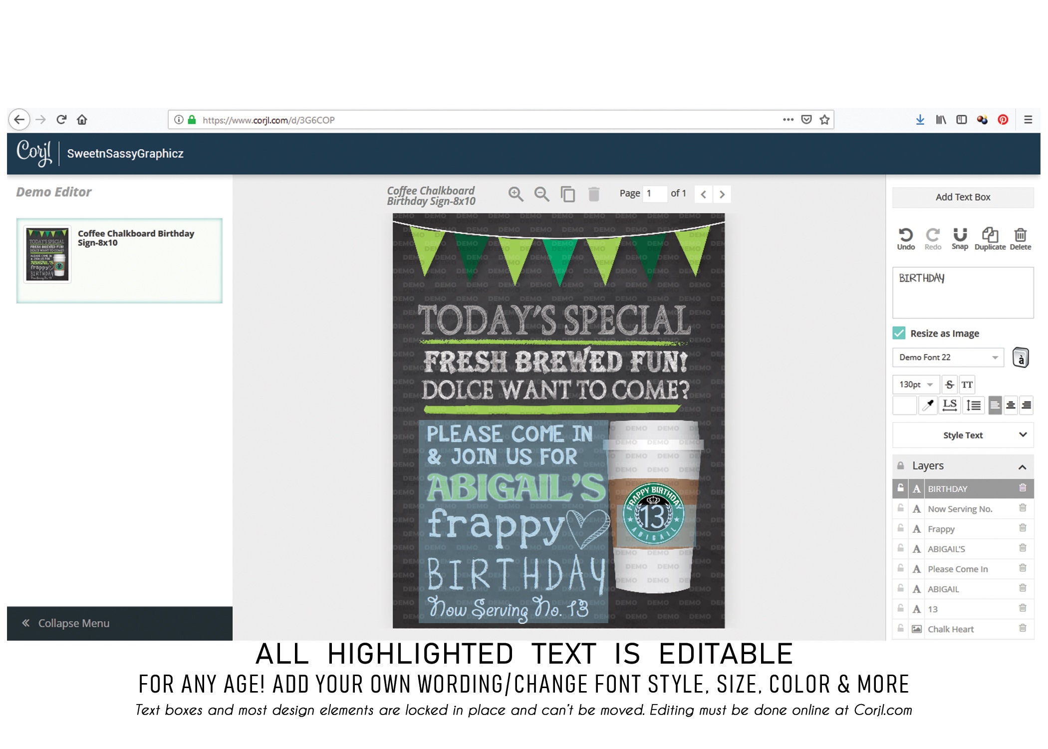 Coffee Shop Birthday Welcome Sign Printable Frappy Birthday - Etsy